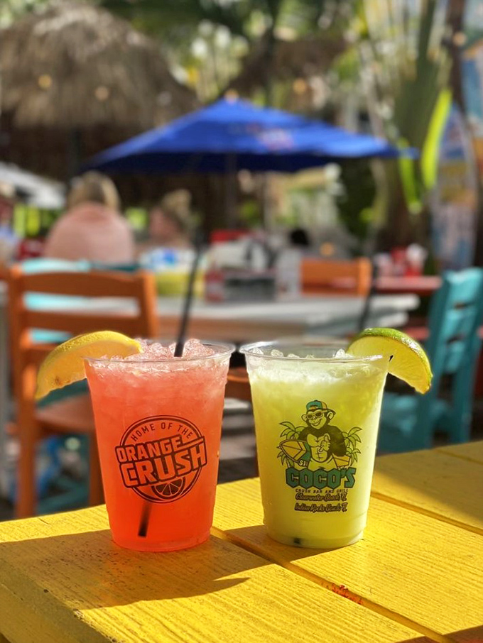 Cocktails so colorful they could double as mood therapy. The vitamin C is just a bonus to the vacation vibes in every sip.