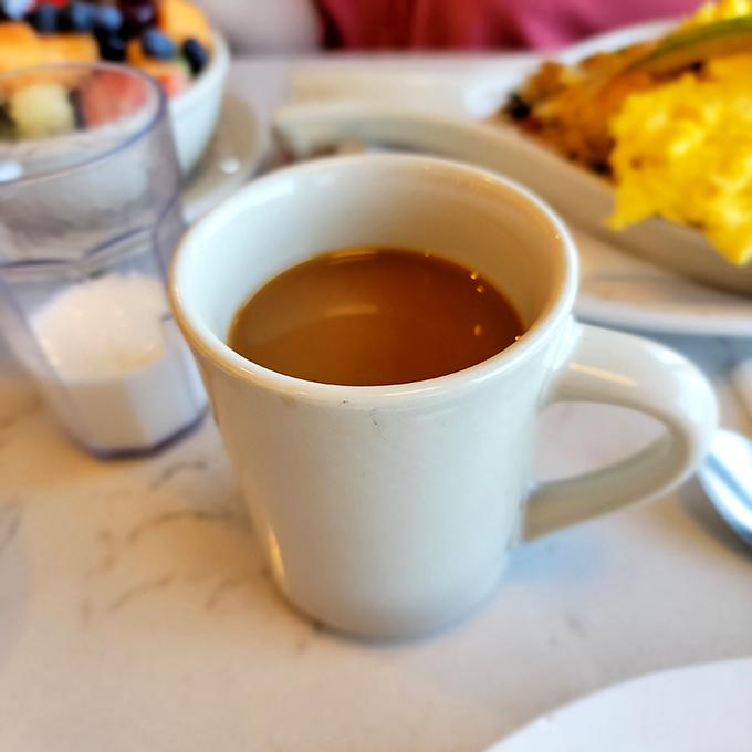 Coffee in a classic white mug&mdash;the unsung hero of every diner experience, silently fueling conversations and curing what ails you.