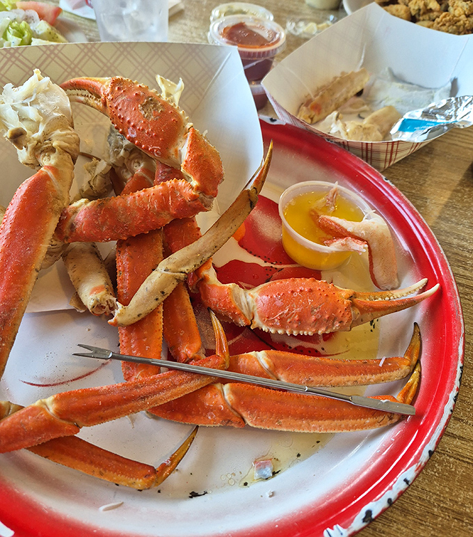 Dungeness crab looking magnificent, like it dressed up for dinner but forgot to tell you.