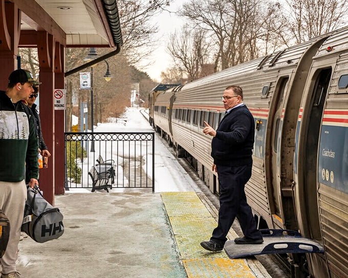 At Exeter's train station, the daily Amtrak arrival creates a moment of connection between this historic town and the wider world beyond.