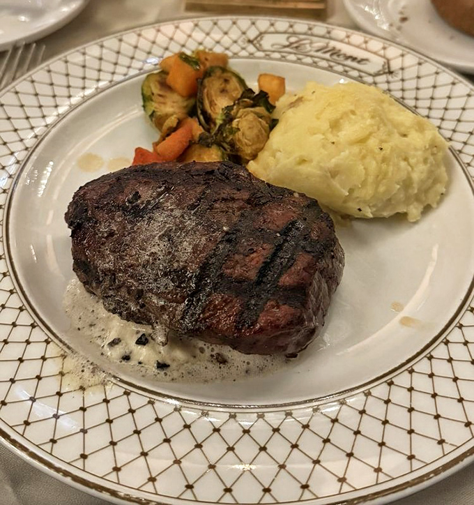 A filet mignon that makes vegetarians question their life choices. The perfect sear is just showing off at this point.