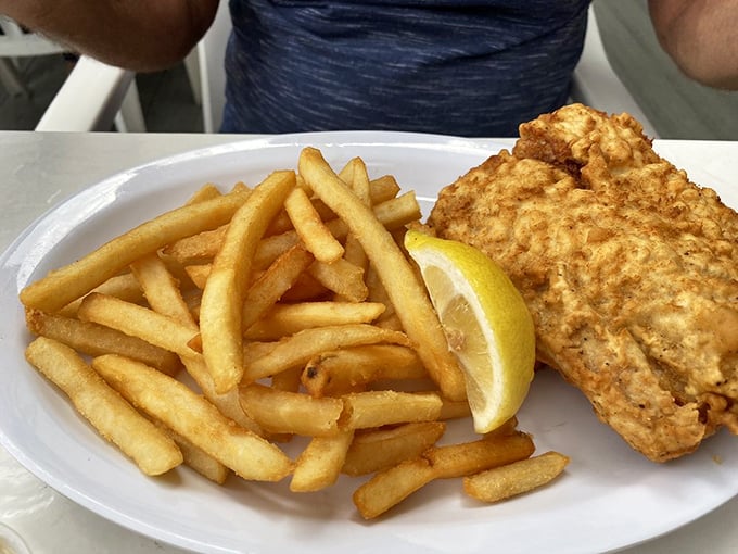 Fish and chips that would make a British pub jealous&mdash;golden batter, flaky white fish, and fries worth fighting over.