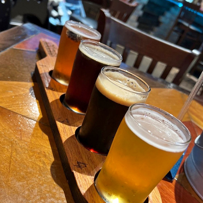 The flight plan you won't mind being delayed for. Four distinct brews lined up like vintage cars at a show, each with its own personality.