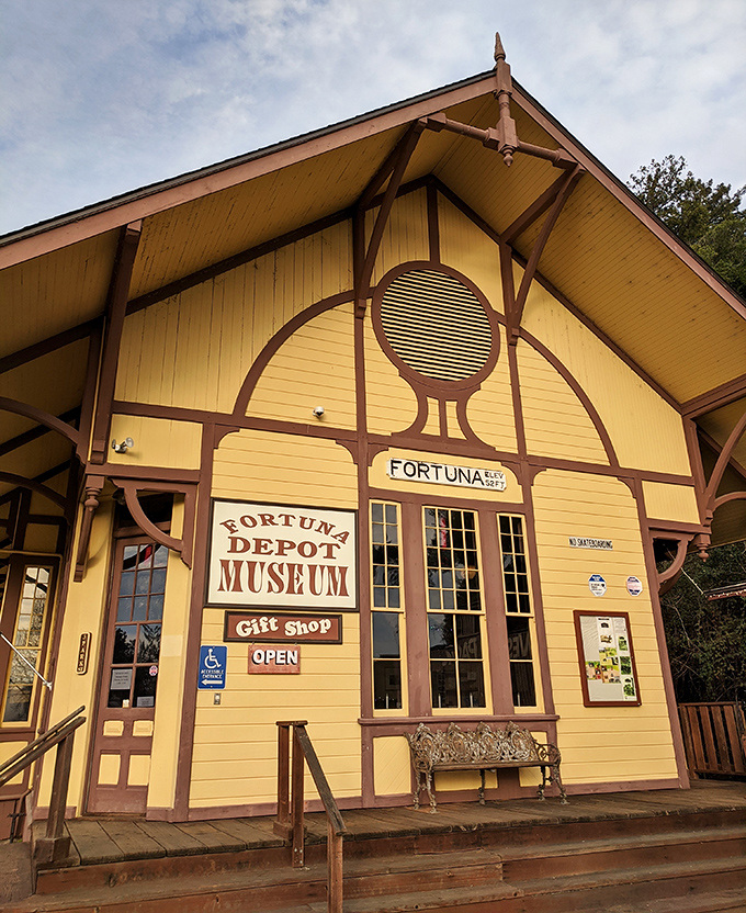 The Fortuna Depot Museum preserves railroad history in a building that's aged better than most of us have.
