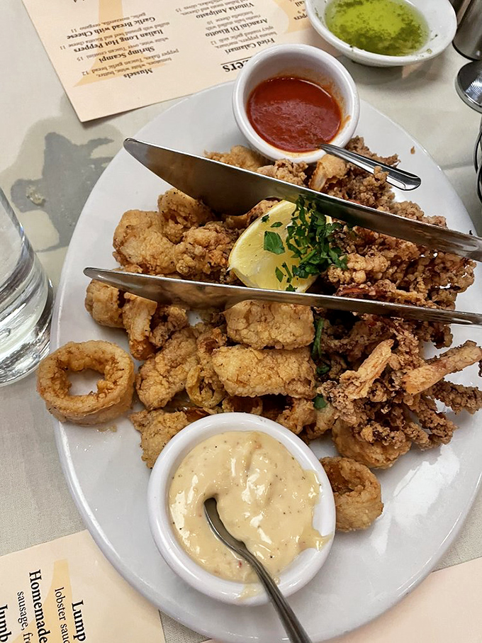 Fried calamari so perfectly crisp, even seafood skeptics will be reaching across the table for "just one more piece."