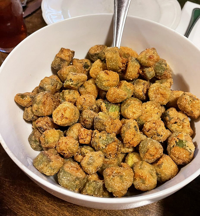 Fried okra that converts skeptics into evangelists. These golden nuggets of Southern tradition make vegetables feel like an indulgence rather than a obligation.