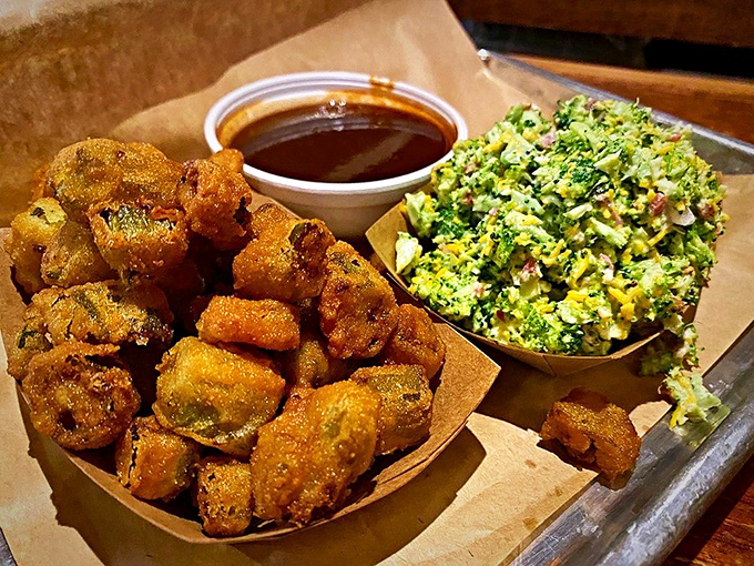Fried okra that converts the skeptics and broccoli slaw that makes eating vegetables feel like cheating on your diet.