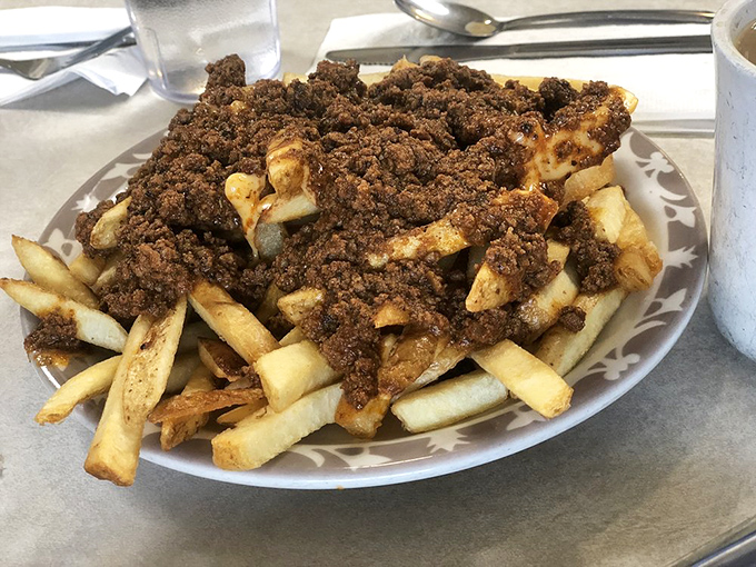 They call these "Greek fries," but I call them "where have you been all my life?" Seasoned ground beef atop hand-cut potatoes&mdash;pure genius.