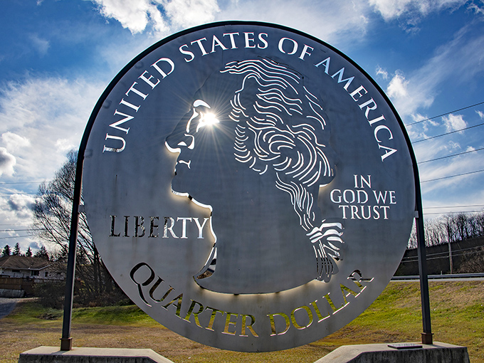 When the sun hits just right, Washington's profile creates a dazzling display. Founding Father meets roadside wonder in perfect metallic harmony.