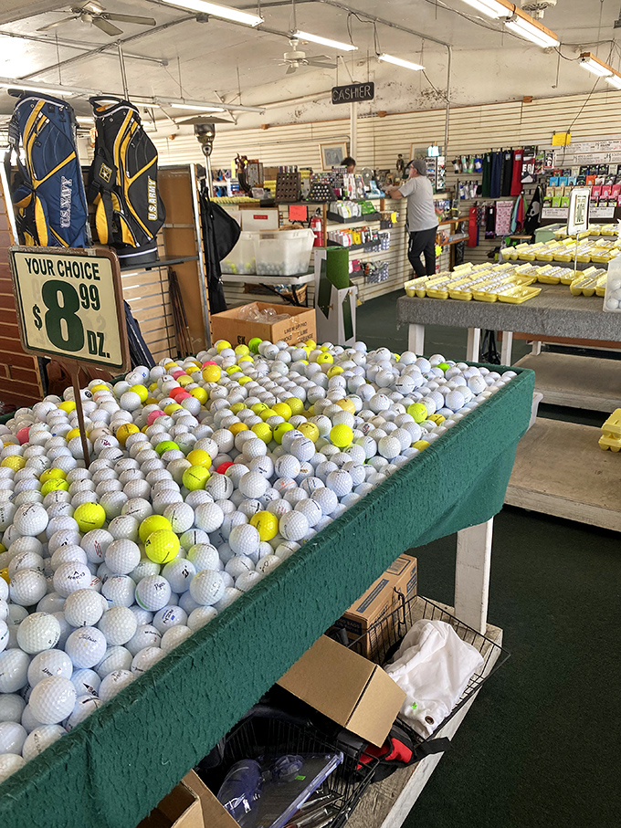 Golf balls by the hundreds await their second chance at greatness. In Florida, even your sporting equipment gets a retirement plan.