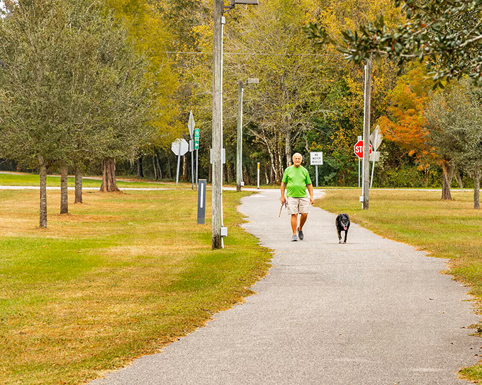 Man's best friend leads the way along Brooksville's walking trails, where retirement means having time for those midday strolls you always dreamed about.