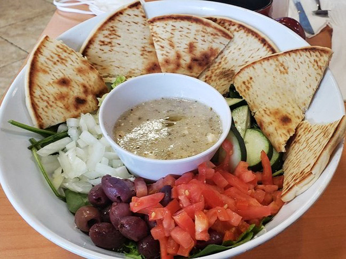 A Greek salad that brings Mediterranean vacation vibes to your lunch break. Those olives didn't come from a can.