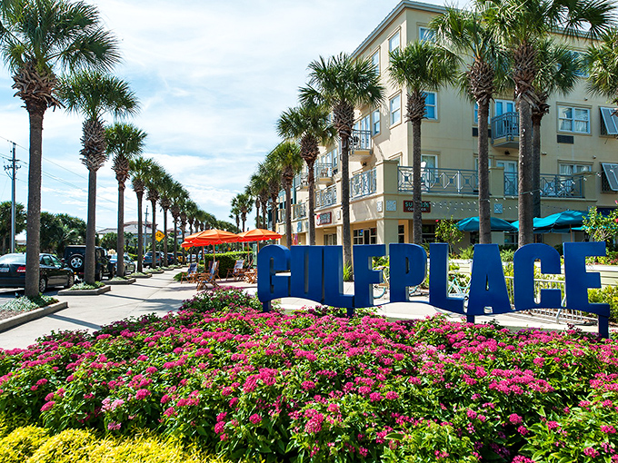 "Gulf Place" in big blue letters&mdash;because sometimes you need a reminder of exactly which slice of paradise you're currently enjoying.