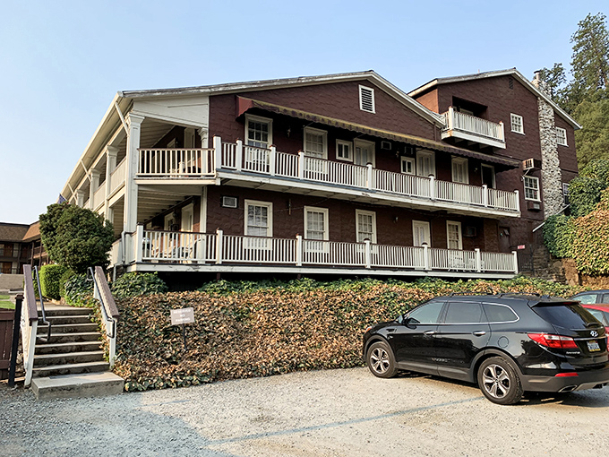 The Gunn House Hotel balconies invite morning coffee contemplation with views that don't include a single freeway or big box store.