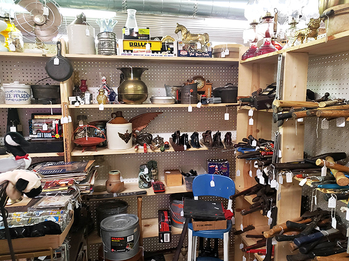 Tools that built America sit patiently waiting for new hands. This corner feels like your grandfather's workshop, minus the lectures about respecting good craftsmanship.