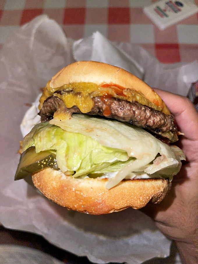 The famous Hickory Burger&mdash;where smoky sauce meets juicy beef in a romance that's lasted longer than most Hollywood marriages.