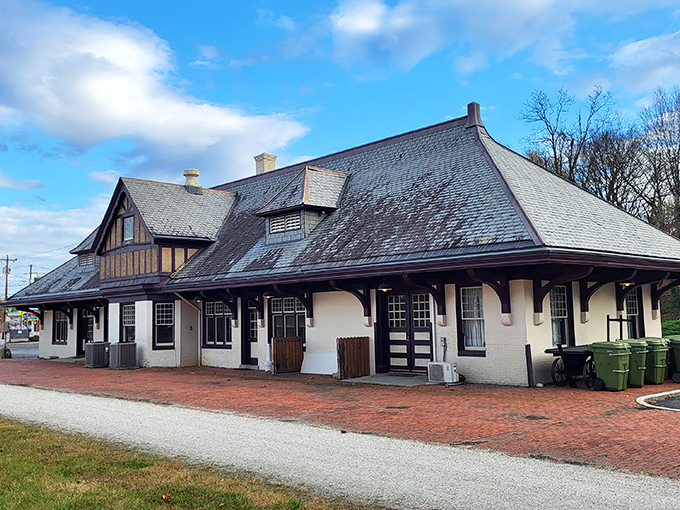 The meticulously preserved Farmville Train Station looks like it's waiting for passengers from another era, its Tudor-style architecture a reminder of travel's golden age.