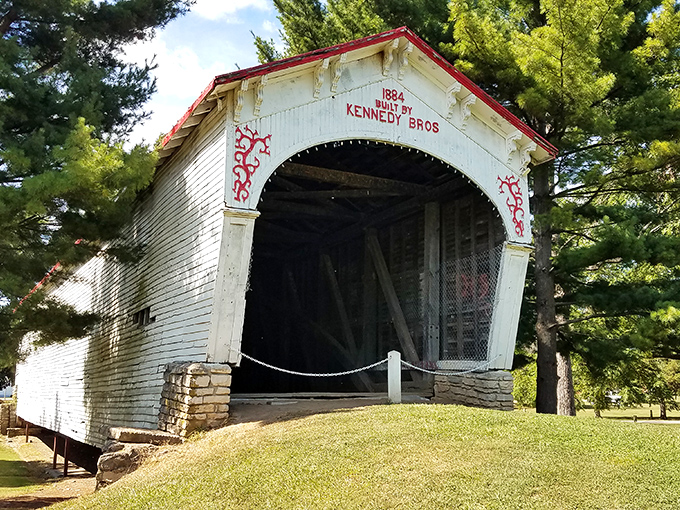 This 1884 Kennedy Brothers covered bridge stands as a charming reminder that some of the best connections don't require Wi-Fi.
