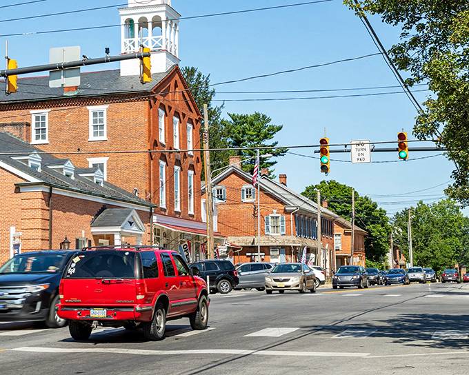 Main Street magic: Strasburg's historic downtown glows in summer sunshine, its brick buildings housing everything from antique shops to homestyle eateries.