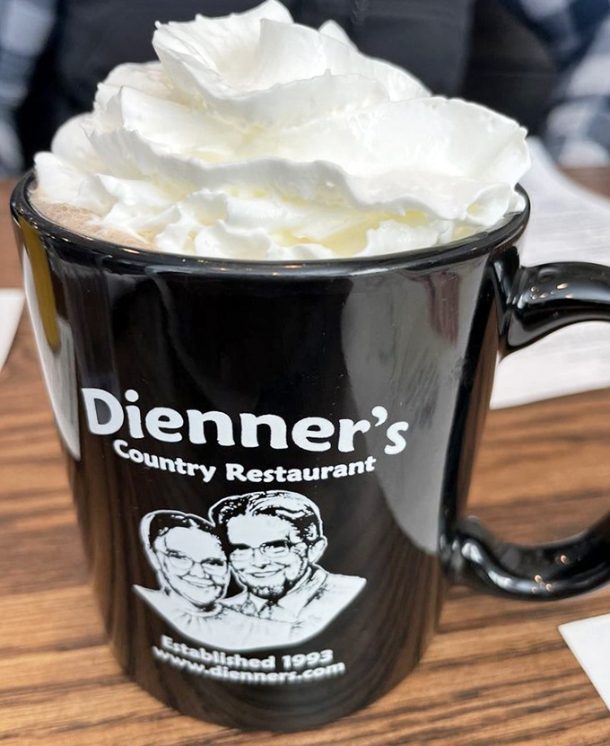 Coffee topped with whipped cream mountains that would make the Alps feel inadequate &ndash; pure liquid happiness.