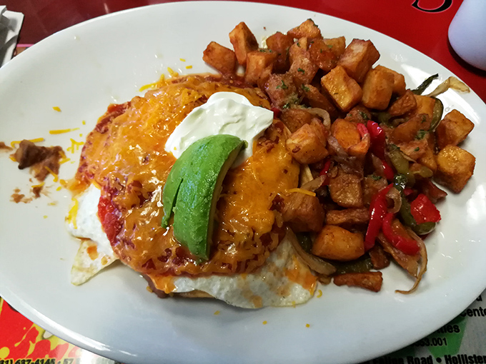 Huevos Rancheros elevated to art form. That perfectly placed avocado slice is the emerald crown jewel of this breakfast masterpiece.