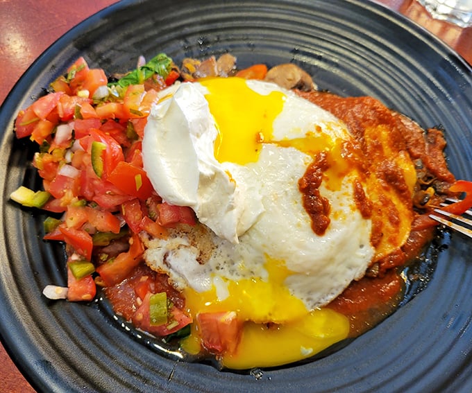 Huevos rancheros that paint your plate with vibrant colors and bold flavors worth waking up for.