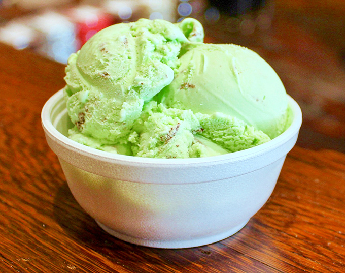 Mint ice cream that looks like it was scooped directly from some heavenly pasture &ndash; creamy, vibrant, and the perfect finale to a sandwich pilgrimage.