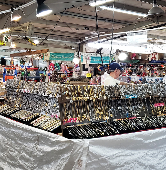 Jewelry displays that would make Mr. T weep with joy. Gold chains, silver pendants, and enough bling to make your retirement community neighbors jealous.