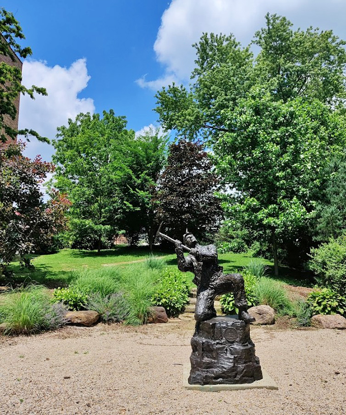 This bronze miner statue honors the hardworking souls who built Shawnee with coal dust on their hands and determination in their hearts.