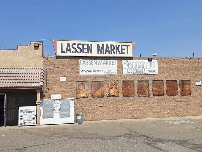 Lassen Market's weathered facade tells the story of a business that has served generations of Huron residents through boom times and lean years.