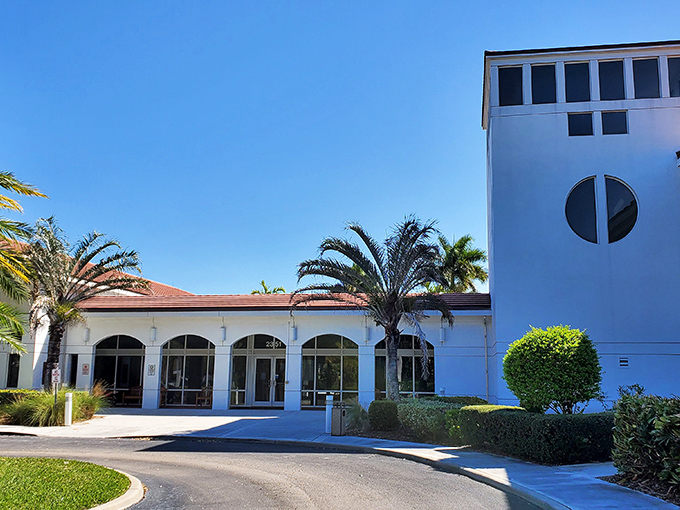 Clean lines and modern design define this waterfront building, where Florida's contemporary architecture embraces abundant natural light.