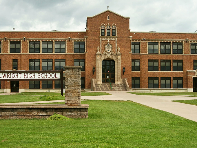 Luther L. Wright High School's impressive brick facade suggests a time when education buildings were constructed to inspire, not just contain students.