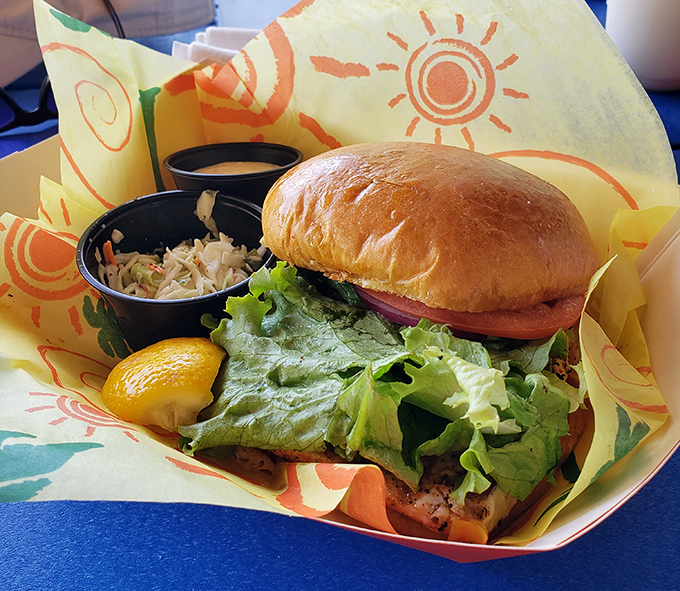 A sandwich that could convert burger loyalists to the seafood side. Served with a side of sunshine and vacation vibes.