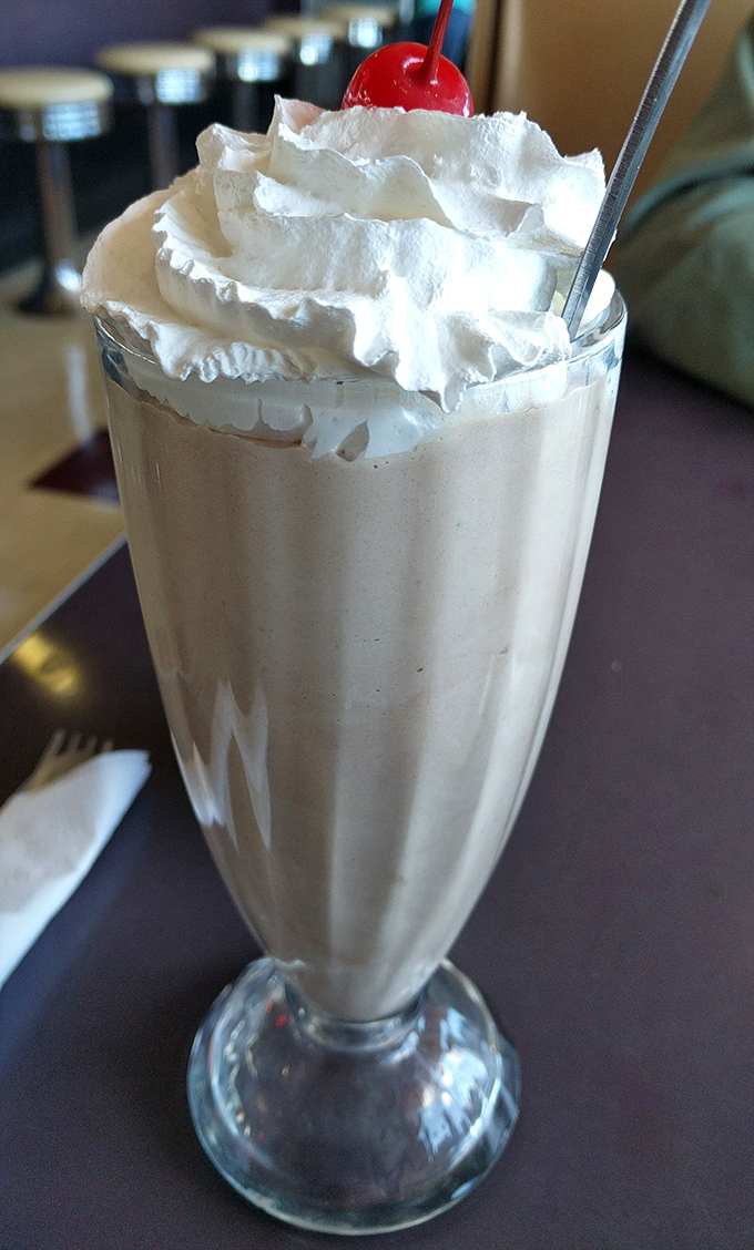 The milkshake that time forgot&mdash;topped with real whipped cream and a cherry, it's straight out of a 1950s dream sequence.