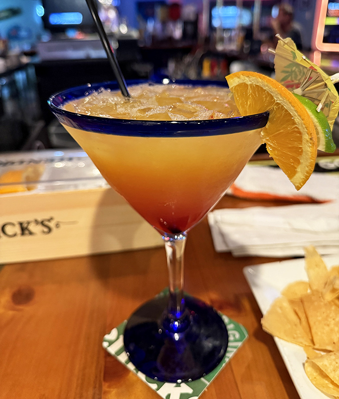 A sunset in a glass&mdash;this tropical cocktail delivers Florida vacation vibes even if you're just stopping in after work on a Tuesday.