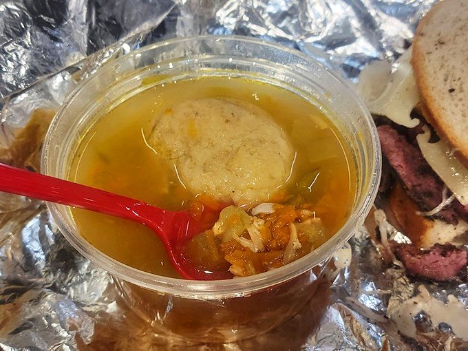 Floating like a fluffy cloud in liquid gold, this matzo ball soup cures everything.