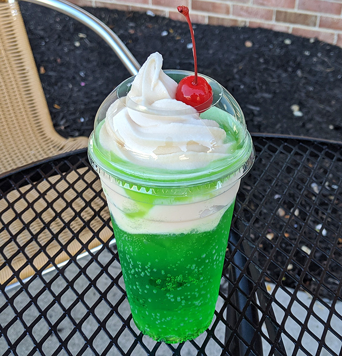 This melon soda float is what childhood dreams are made of, if your childhood dreams wore kimonos and spoke Japanese.