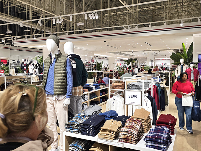 Perfectly folded stacks of clothing that will remain this tidy for approximately 3.5 seconds after shoppers descend.