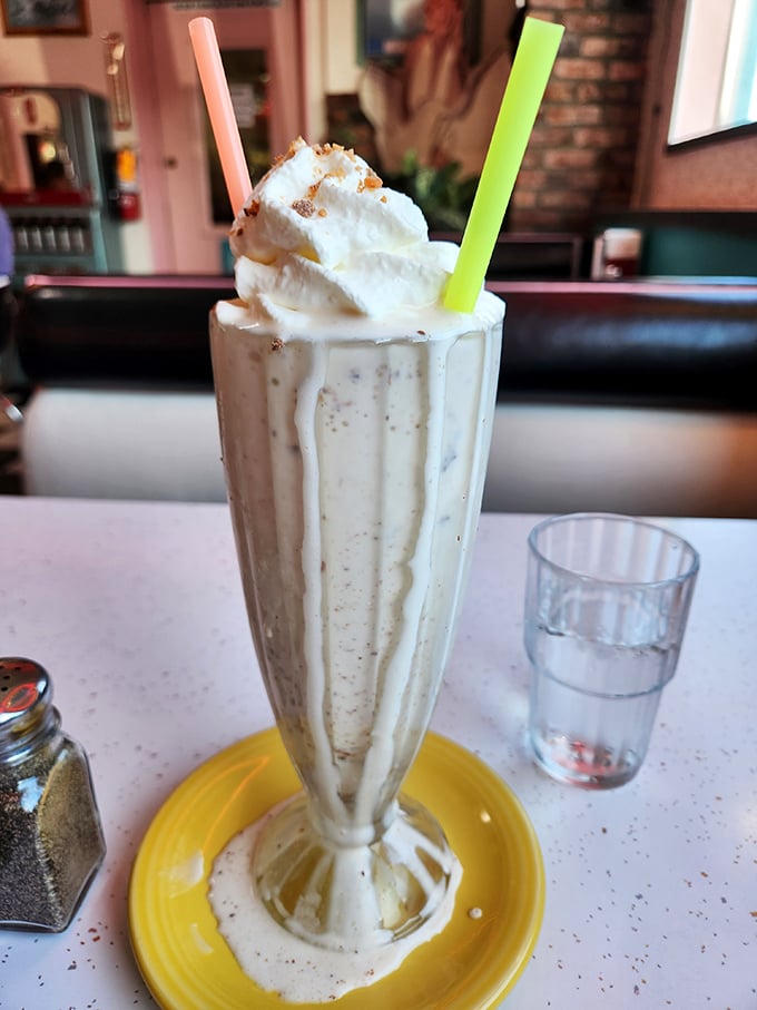 This isn't just a milkshake&mdash;it's architecture with a straw, topped with enough whipped cream to make your inner child high-five your adult self.