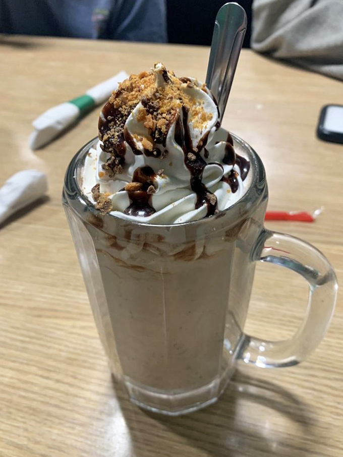 Not just a milkshake, but a tower of indulgence topped with whipped cream, chocolate, and just enough guilt to make it worthwhile.