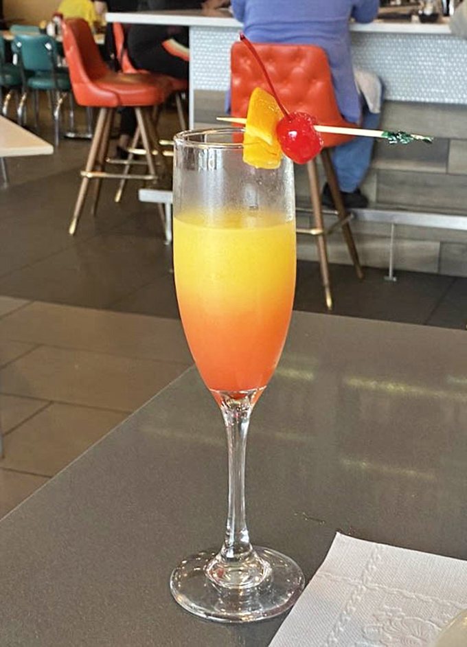 A sunrise in a glass—this mimosa brings vacation vibes to your table, no matter what day of the week it is.