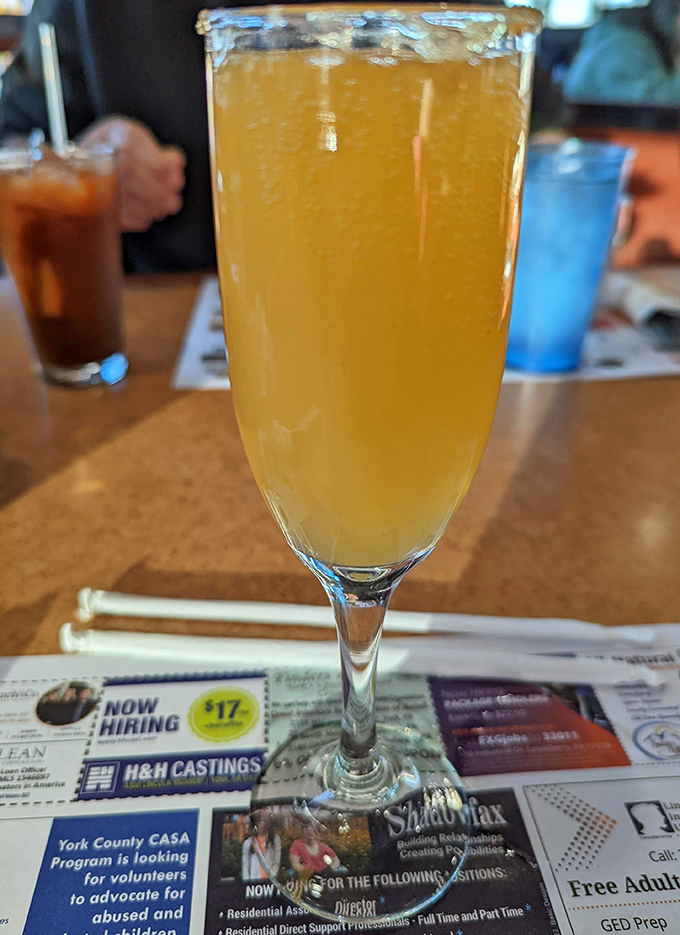 A mimosa that sparkles with possibility&mdash;because sometimes breakfast deserves a little celebration, especially when you're not the one doing dishes.
