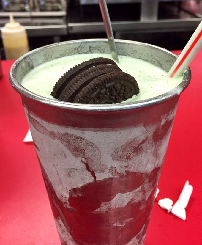 The mint Oreo milkshake: where cookie meets cream in a frosty romance so perfect it should have its own romantic comedy.