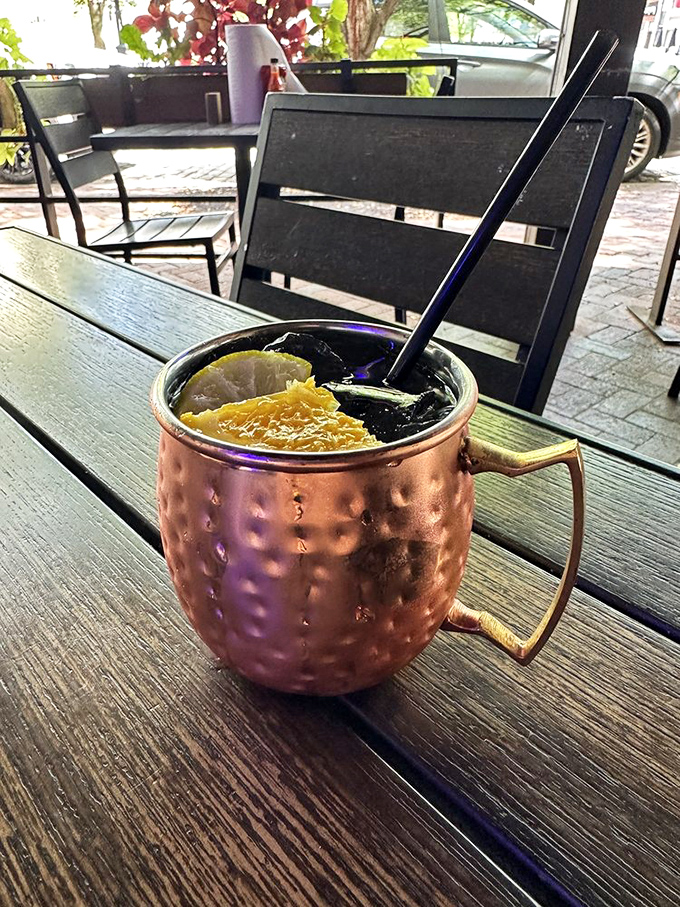 Even the drinks come dressed to impress. This copper Moscow Mule mug holds the perfect companion to your sandwich expedition.