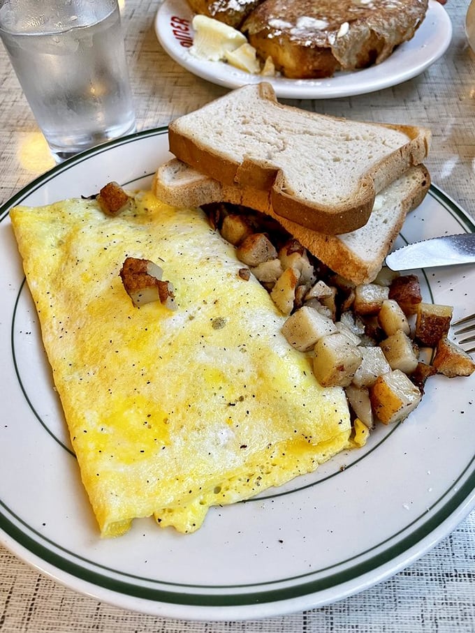 A simple omelet becomes extraordinary when someone actually cares about getting every fold just right.