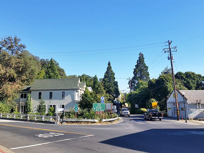This unassuming intersection marks the gateway to gold country adventures, where California history and natural beauty converge.