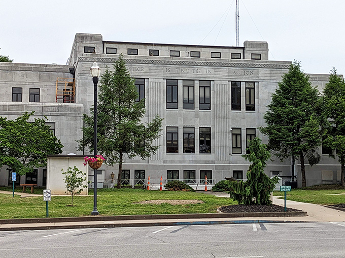 The imposing City Hall building reminds visitors that even small towns take their governance seriously—just with fewer parking tickets.