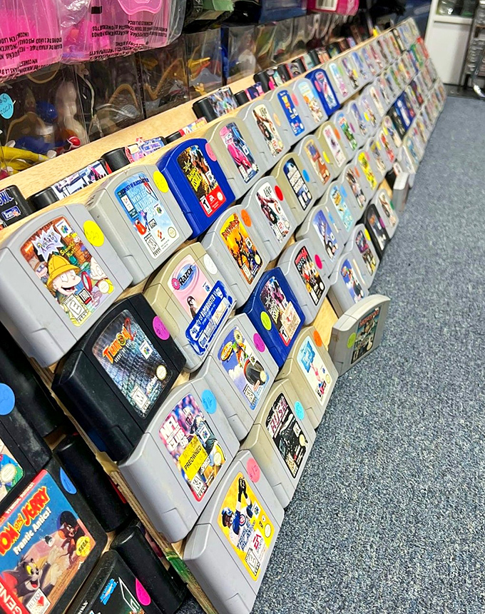Retro gaming cartridges transport adults back to childhood bedrooms where these pixels ruled Saturday morning entertainment.
