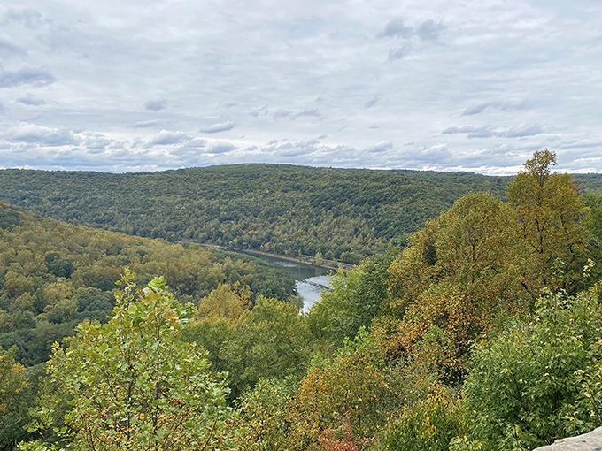The rolling hills of Venango County unfold like a living topographical map. This panoramic view of the Allegheny River valley showcases Pennsylvania's undulating green splendor.