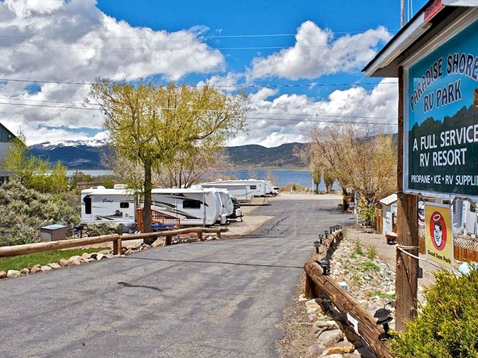 Paradise Shores RV Park offers what might be the most scenic place to park your home-on-wheels, with mountains and water competing for your attention.